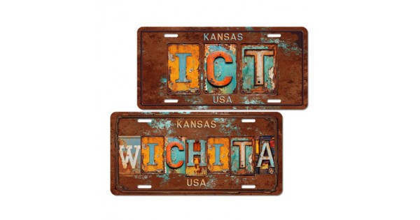 Wichita ICT Rusty Printed Vehicle License Plates-$20.00-Auto ...